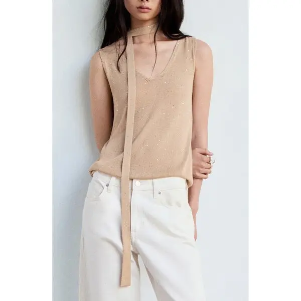 Mango Sequin V-neck Sweater