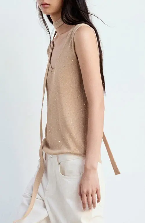 Mango Sequin V-neck Sweater