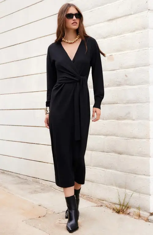 Fifteen Twenty Raya Wrap Midi Sweater Dress