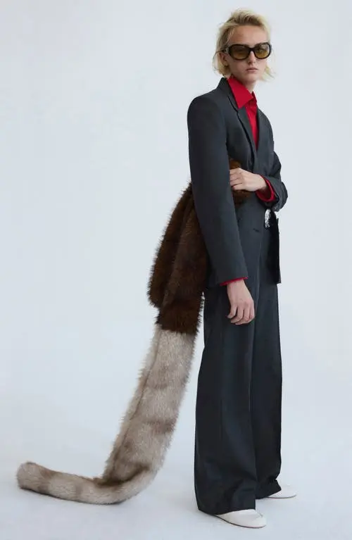 Mango Straight Leg Wool Blend Suit Pants