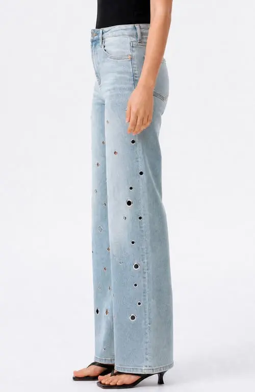 BAYEAS Eyelet High Waist Straight Leg Jeans