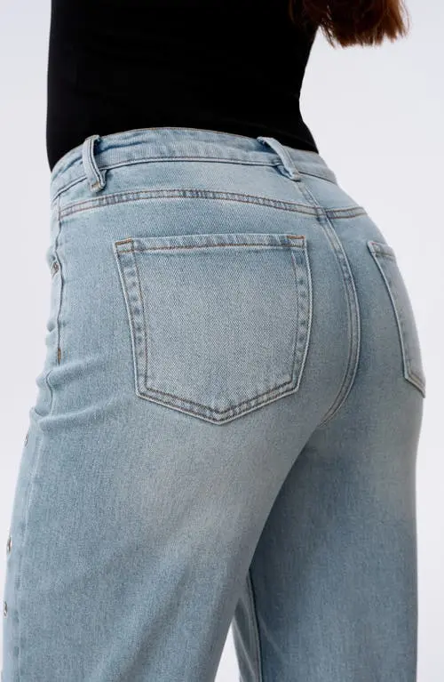 BAYEAS Eyelet High Waist Straight Leg Jeans