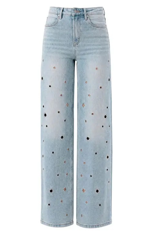 BAYEAS Eyelet High Waist Straight Leg Jeans