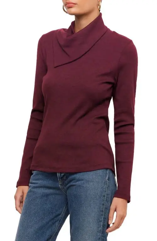 Fifteen Twenty Rhonda Drape Neck Rib Sweater