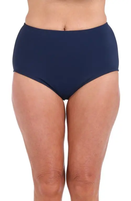 MAXINE OF HOLLYWOOD Full Coverage High Waist Swim Briefs - Indigo