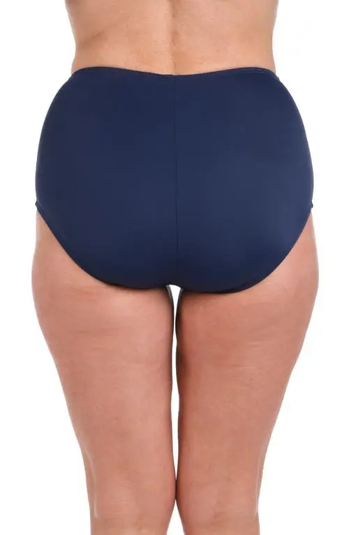 MAXINE OF HOLLYWOOD Full Coverage High Waist Swim Briefs - Indigo