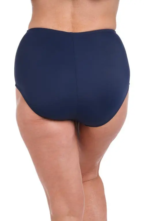 MAXINE OF HOLLYWOOD Full Coverage High Waist Swim Briefs - Indigo
