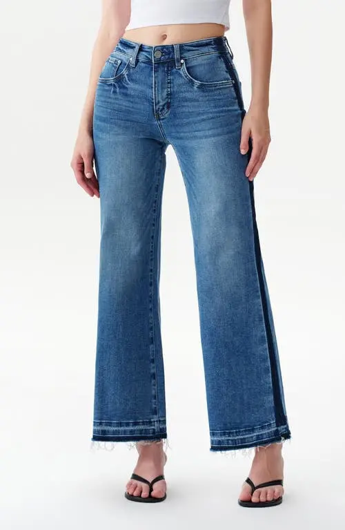 BAYEAS Two-tone Splice Mid Rise Wide Leg Jeans