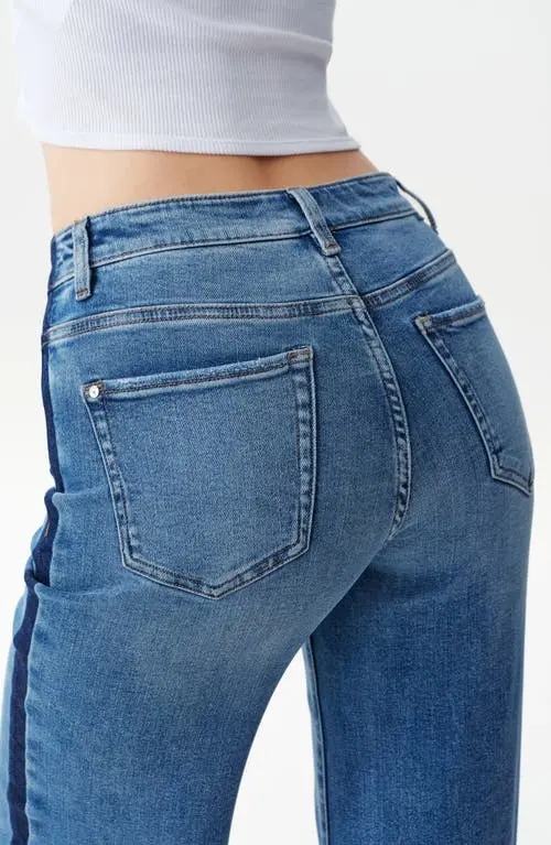 BAYEAS Two-tone Splice Mid Rise Wide Leg Jeans