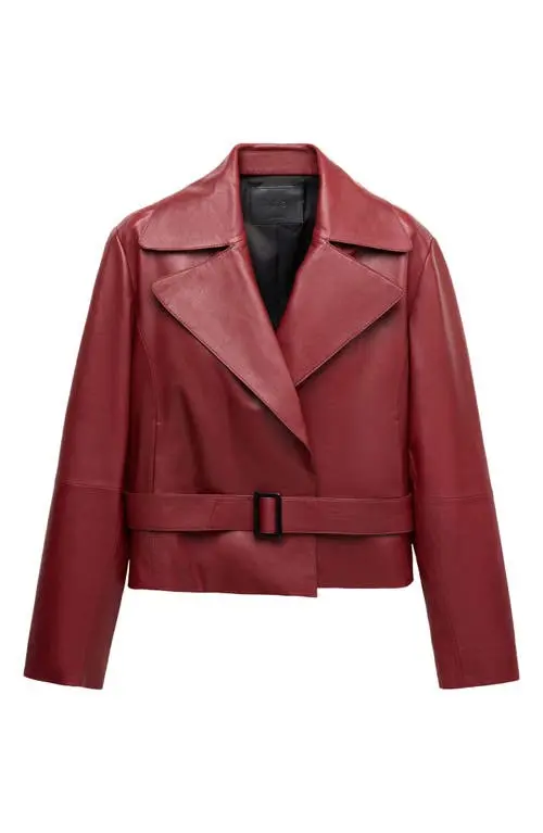 Mango Belted Leather Jacket