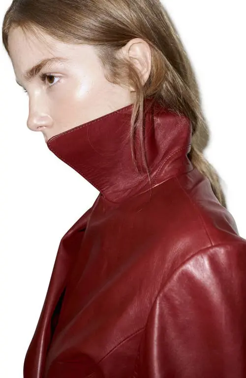 Mango Belted Leather Jacket