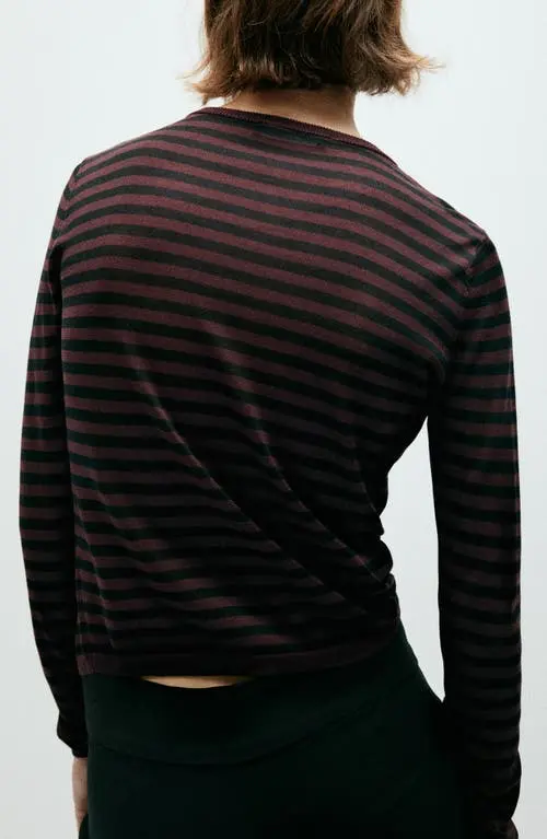 Mango Stripe V-neck Sweater