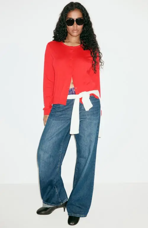 Mango Crewneck Cardigan - Red