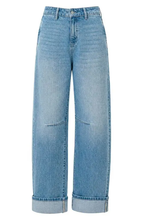 BAYEAS High Waist Cuffed Barrel Jeans - Pallidus