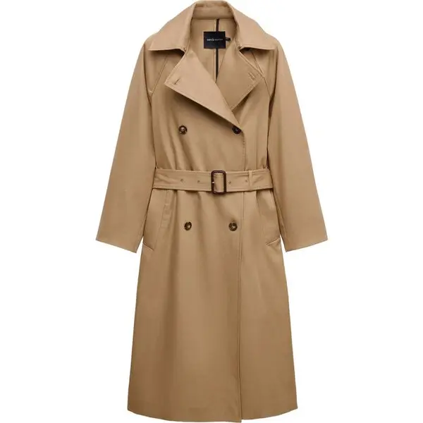 Mango Belted Double Breasted Trench Coat