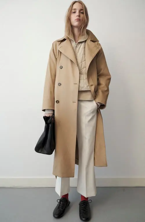 Mango Belted Double Breasted Trench Coat
