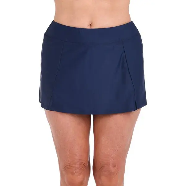 MAXINE OF HOLLYWOOD Solid Full Coverage Swim Skirt - Indigo