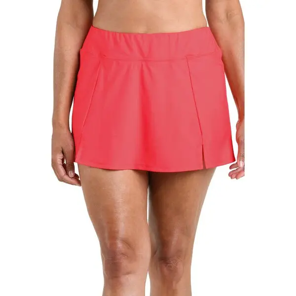 MAXINE OF HOLLYWOOD Solid Full Coverage Swim Skirt - Papaya
