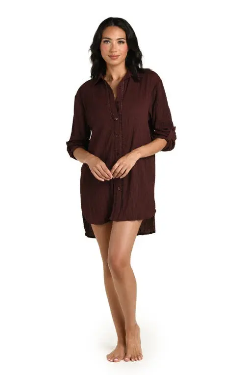 La Blanca Puckered Up Cover-up Shirt