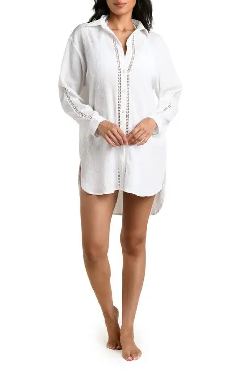 La Blanca Puckered Up Cover-up Shirt - White