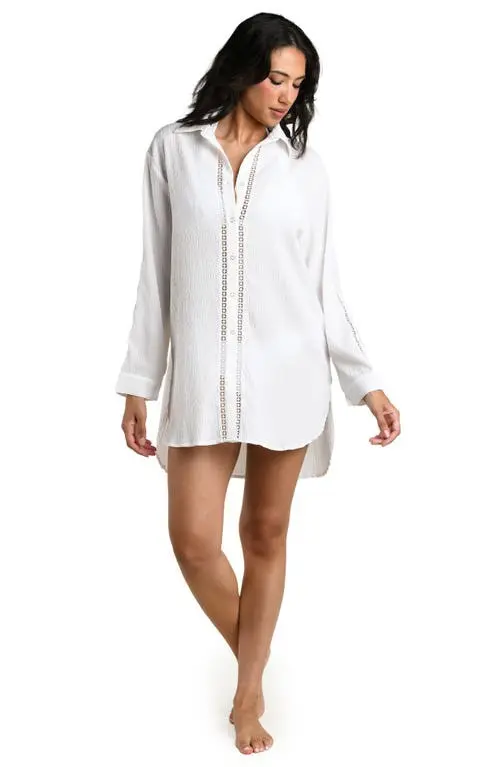 La Blanca Puckered Up Cover-up Shirt - White