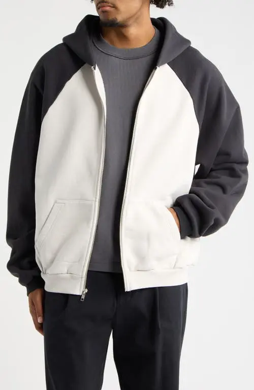 ELWOOD Ragglan Colorblock Zip Hoodie - Bone/black