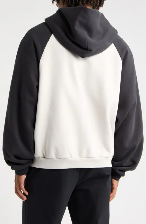ELWOOD Ragglan Colorblock Zip Hoodie - Bone/black