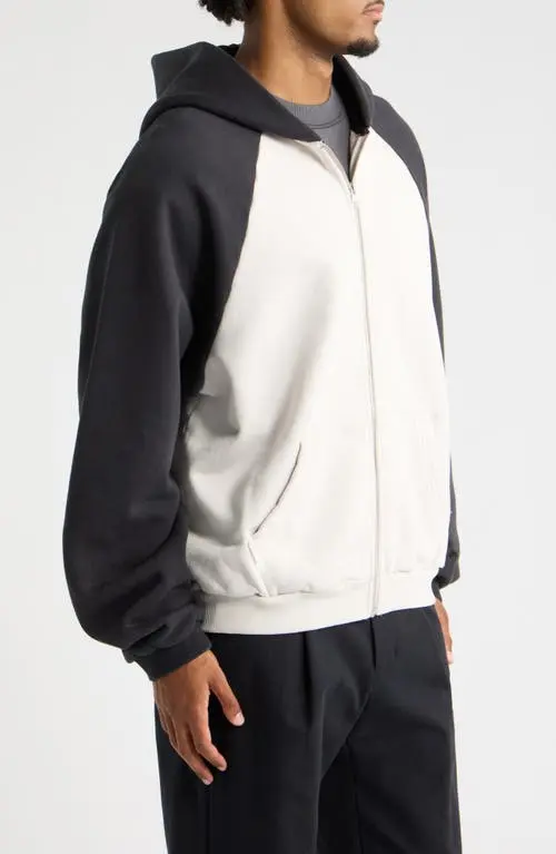ELWOOD Ragglan Colorblock Zip Hoodie - Bone/black