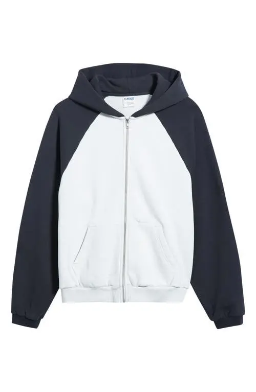 ELWOOD Ragglan Colorblock Zip Hoodie - Bone/black