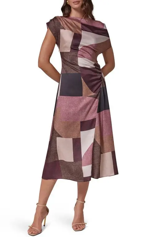 Donna Karan New York Colorblock One-shoulder Twill Midi Dress