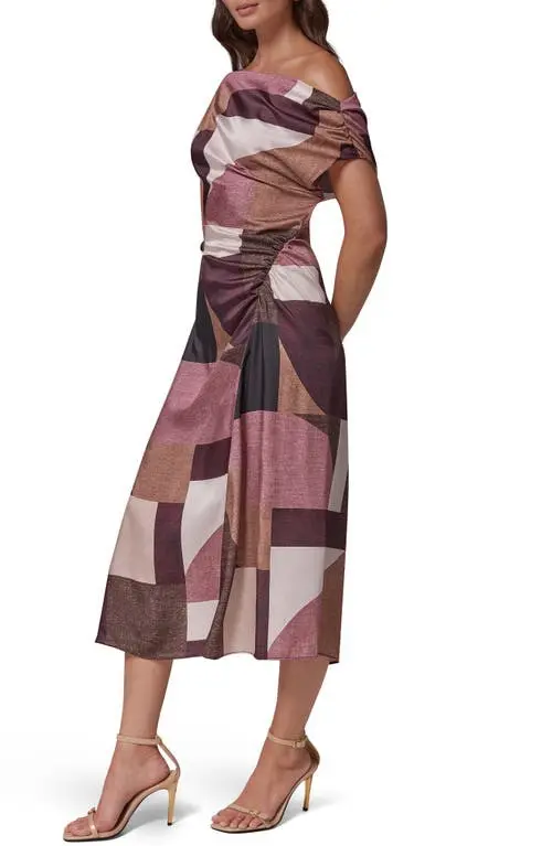 Donna Karan New York Colorblock One-shoulder Twill Midi Dress