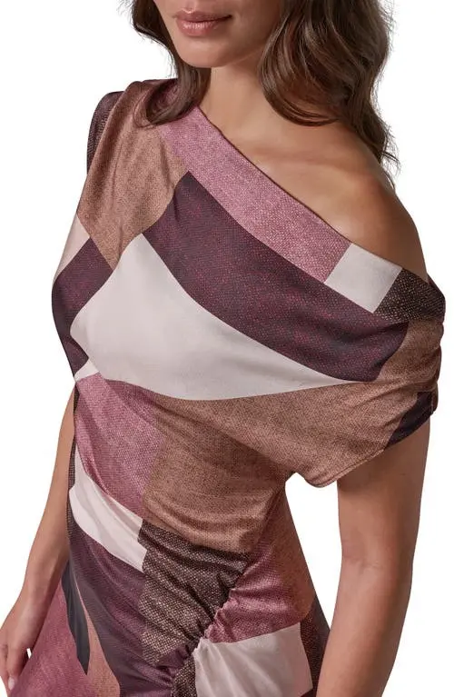 Donna Karan New York Colorblock One-shoulder Twill Midi Dress