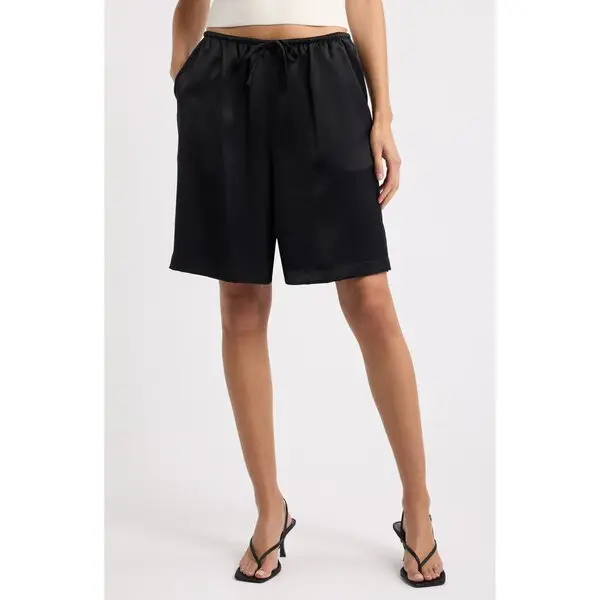 REFORMATION Sandy Satin Shorts - Black