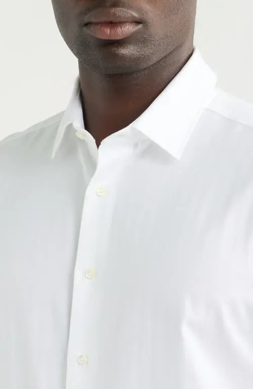 Canali Regular Fit Herringbone Dress Shirt - White