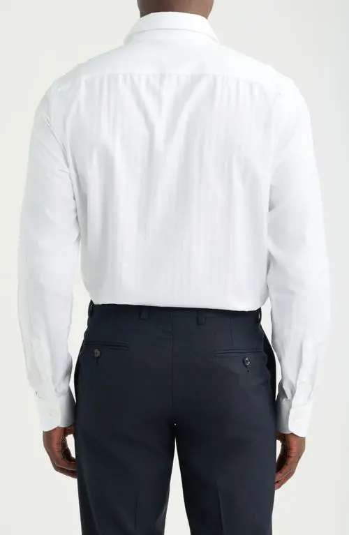 Canali Regular Fit Herringbone Dress Shirt - White