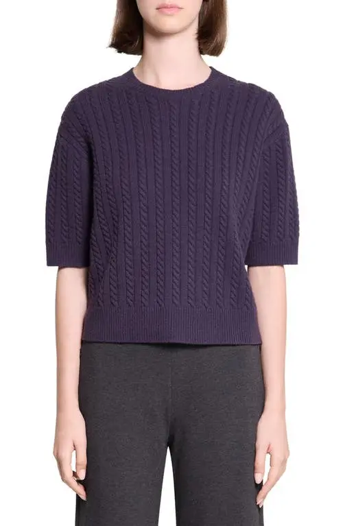 Theory Short Sleeve Cashmere Sweater - Nightshade
