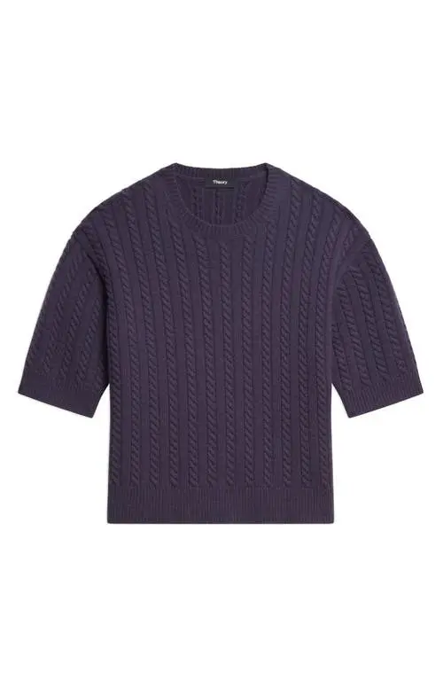 Theory Short Sleeve Cashmere Sweater - Nightshade
