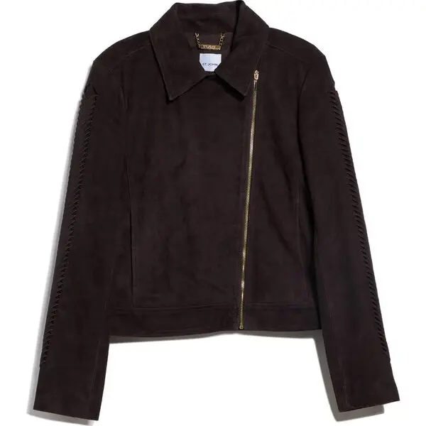 St. John Americana Suede Jacket - Chocolate