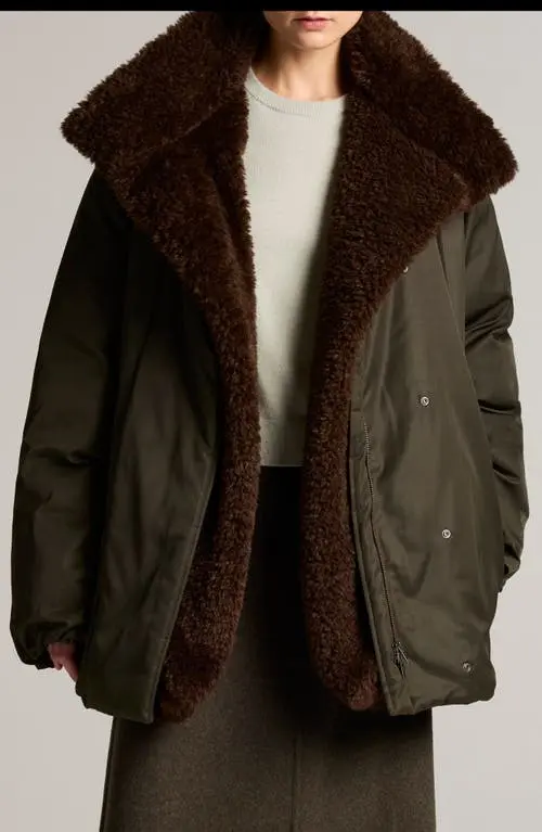 Vince Faux Fur Lined Puffer Coat - Dark Moss