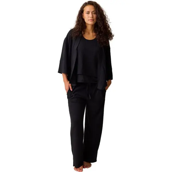 KINDRED BRAVELY Waffle Maternity And Nursing Three-piece Lounge Set - Black