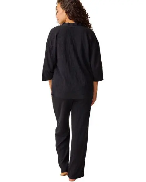 KINDRED BRAVELY Waffle Maternity And Nursing Three-piece Lounge Set - Black