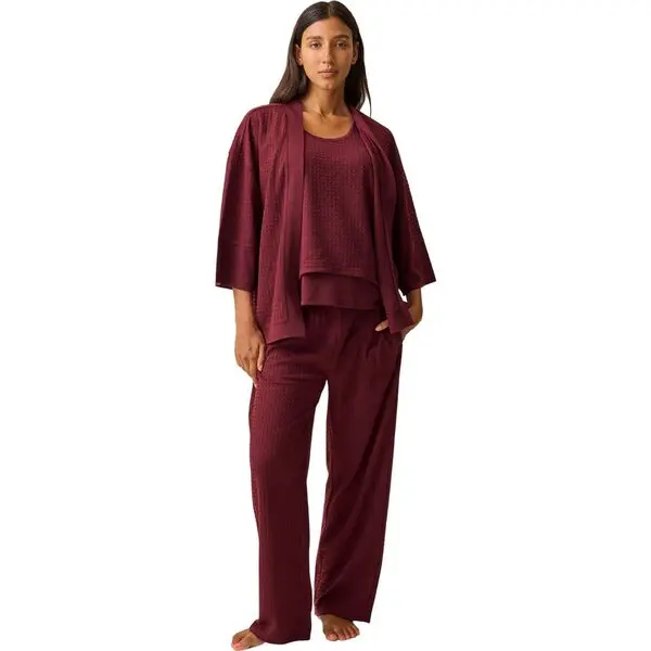 KINDRED BRAVELY Waffle Maternity And Nursing Three-piece Lounge Set - Garnet