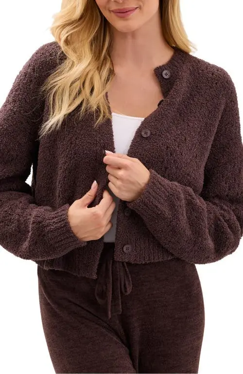 Barefoot Dreams Pointelle Cropped Cardigan - Umber