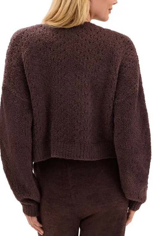 Barefoot Dreams Pointelle Cropped Cardigan - Umber