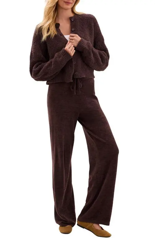 Barefoot Dreams Pointelle Cropped Cardigan - Umber