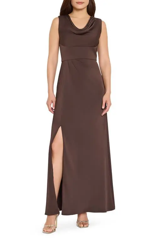 TAHARI ASL Cowl Neck Sleeveless Satin Gown