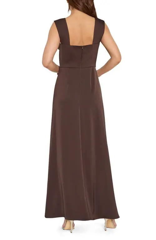 TAHARI ASL Cowl Neck Sleeveless Satin Gown