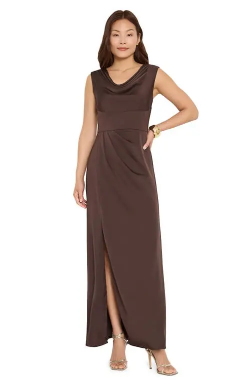 TAHARI ASL Cowl Neck Sleeveless Satin Gown