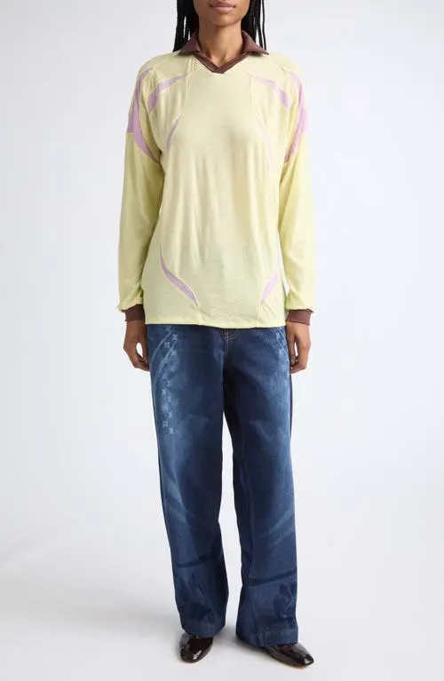 PAOLINA RUSSO Laser Engraved Baggy Wide Leg Jeans