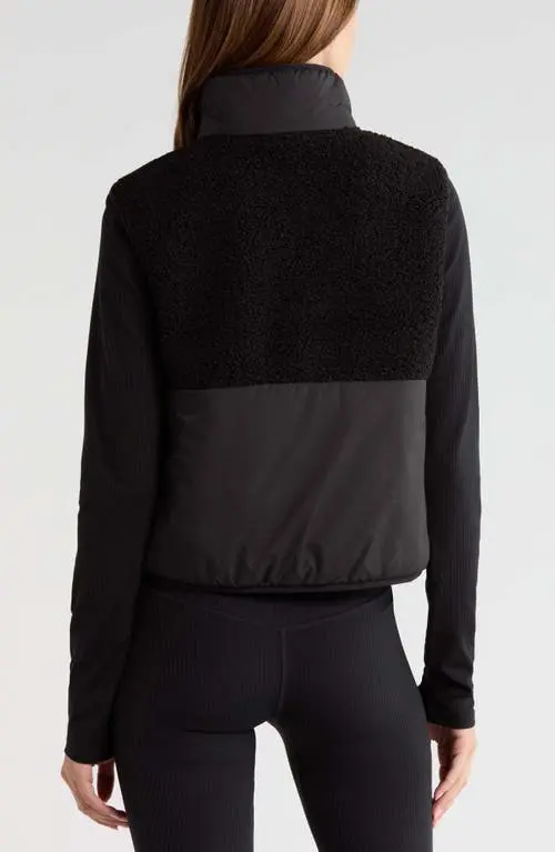 Zella Summit Faux Shearling Hybrid Vest - Black